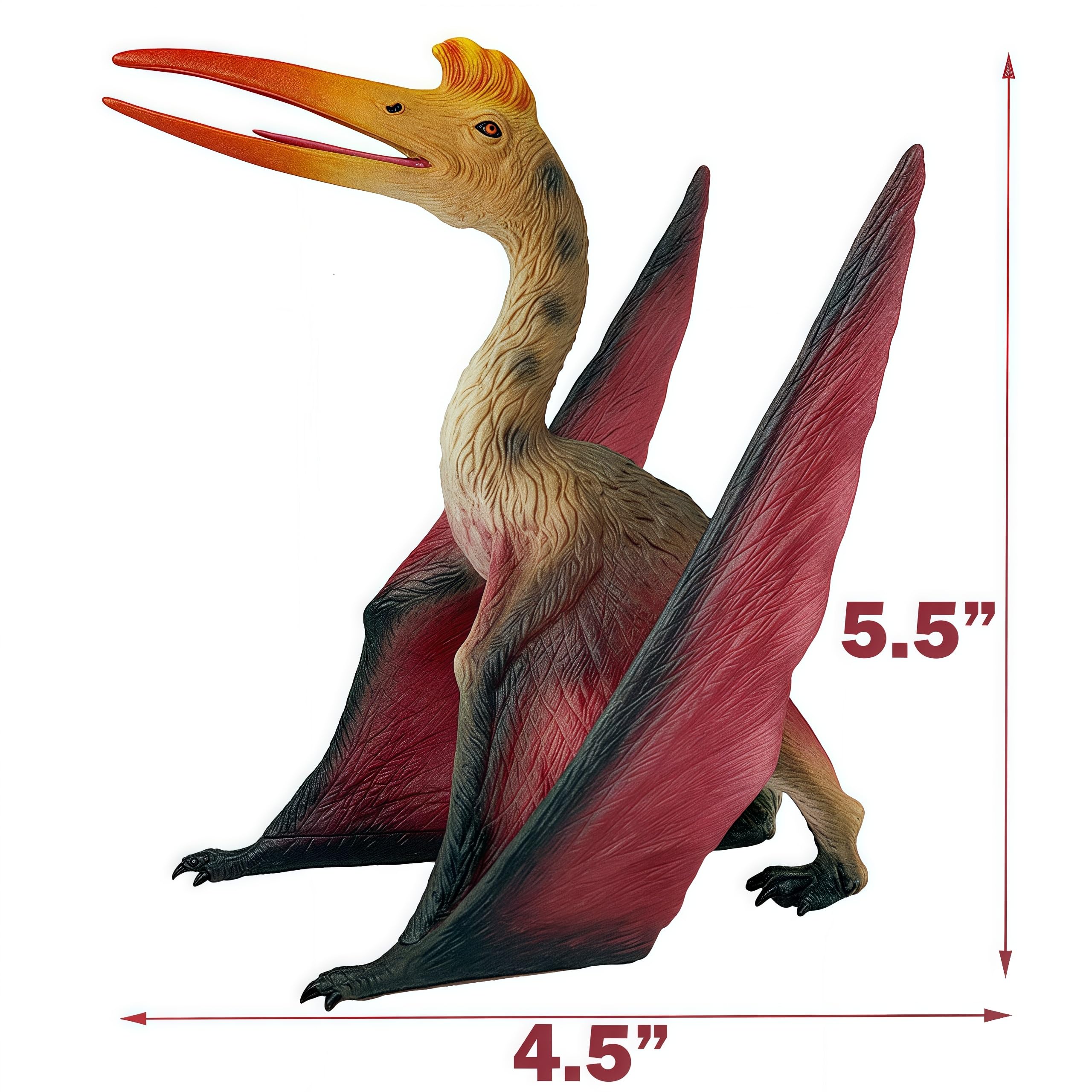 Gemini&Genius Pterosaur Toy for Kids, Large Size 5.5" Quetzalcoatlus Dinosaur Toy, Pterodactyl Toy, Large Flying Dinosaur Toy, Realistic Pteranodon Toy for Kids Display and Play