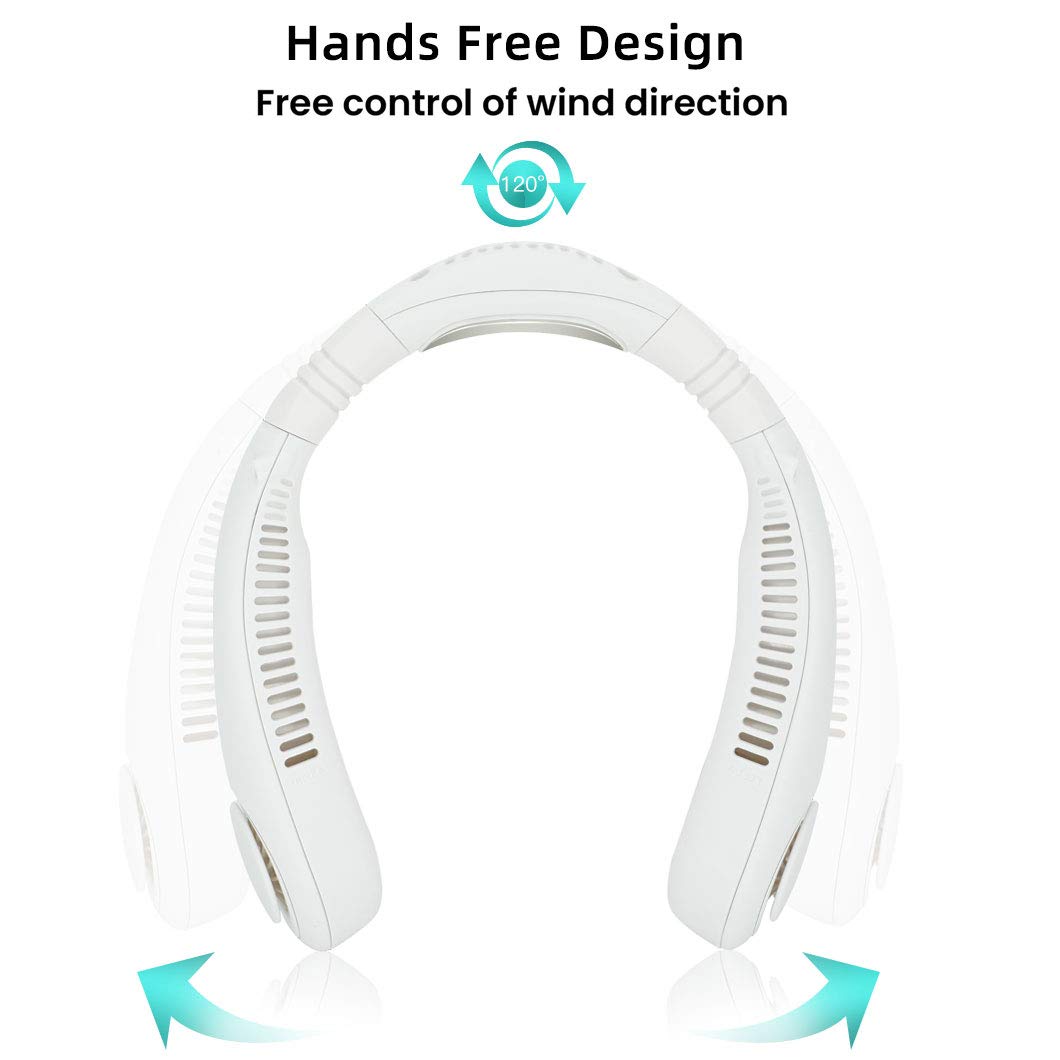 Kapkon Portable Hands Free Bladeless Neck Fan,Wearable Personal Air Conditioner Fan Built-in Refrigerating Chip,4000 mAn Battery Operated Personal Neck Fan, USB Rechargeable