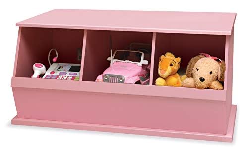 Badger Basket Three Bin Stackable Toy Storage Cubby Organizer - Pink