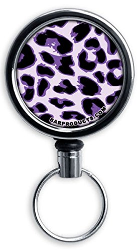 BarConic Mini Opener with Retractable Reel - Purple Cheetah