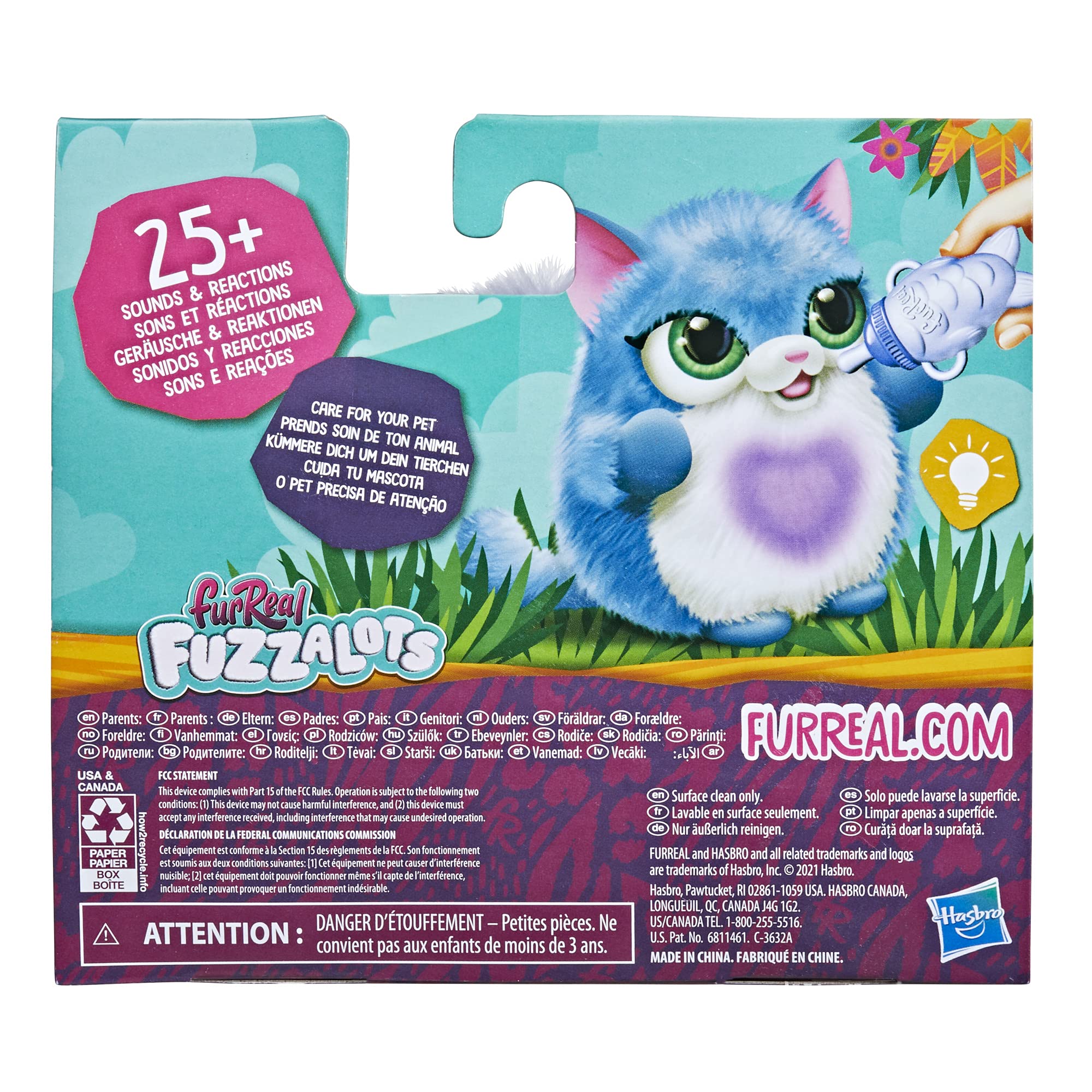 FurReal Fuzzalots Kitty Color-Change Interactive Feeding Toy, Lights and Sounds, Ages 4 and up