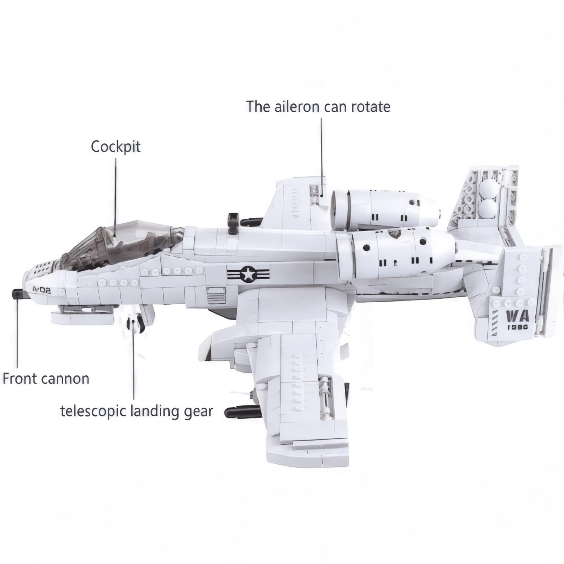 General Jim's A-10 Warthog Military Building Block Bricks Set US Air Force Military Fighter Jet A10 Plane