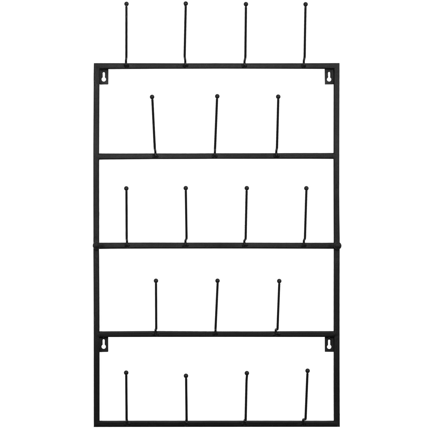 MyGift 5-Tier Black Metal Wall Mounted Kitchen Coffee Mug Rack Cup Holder with 18 Hooks, Farmhouse Style Hanging Display Organizer for Mugs, Tea Cups and Mason Jars
