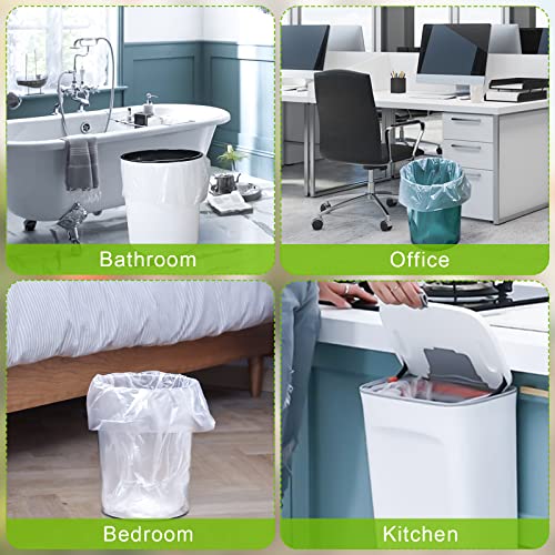 Clear Trash Bags - 100 Clear 2.6 Gallon Small Garbage Bags(white) for home office kitchen Trash Can Bathroom Bedroom…