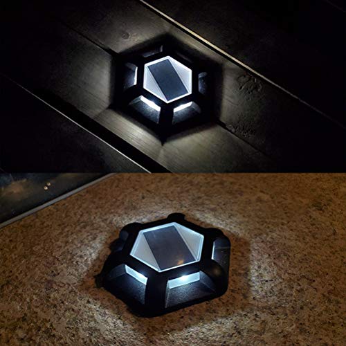 Mobestech 2pcs Solar High Pressure Outdoor Waterproof 6LED Road Lighting Deck Lights for Home Garden Landscape ( Black )