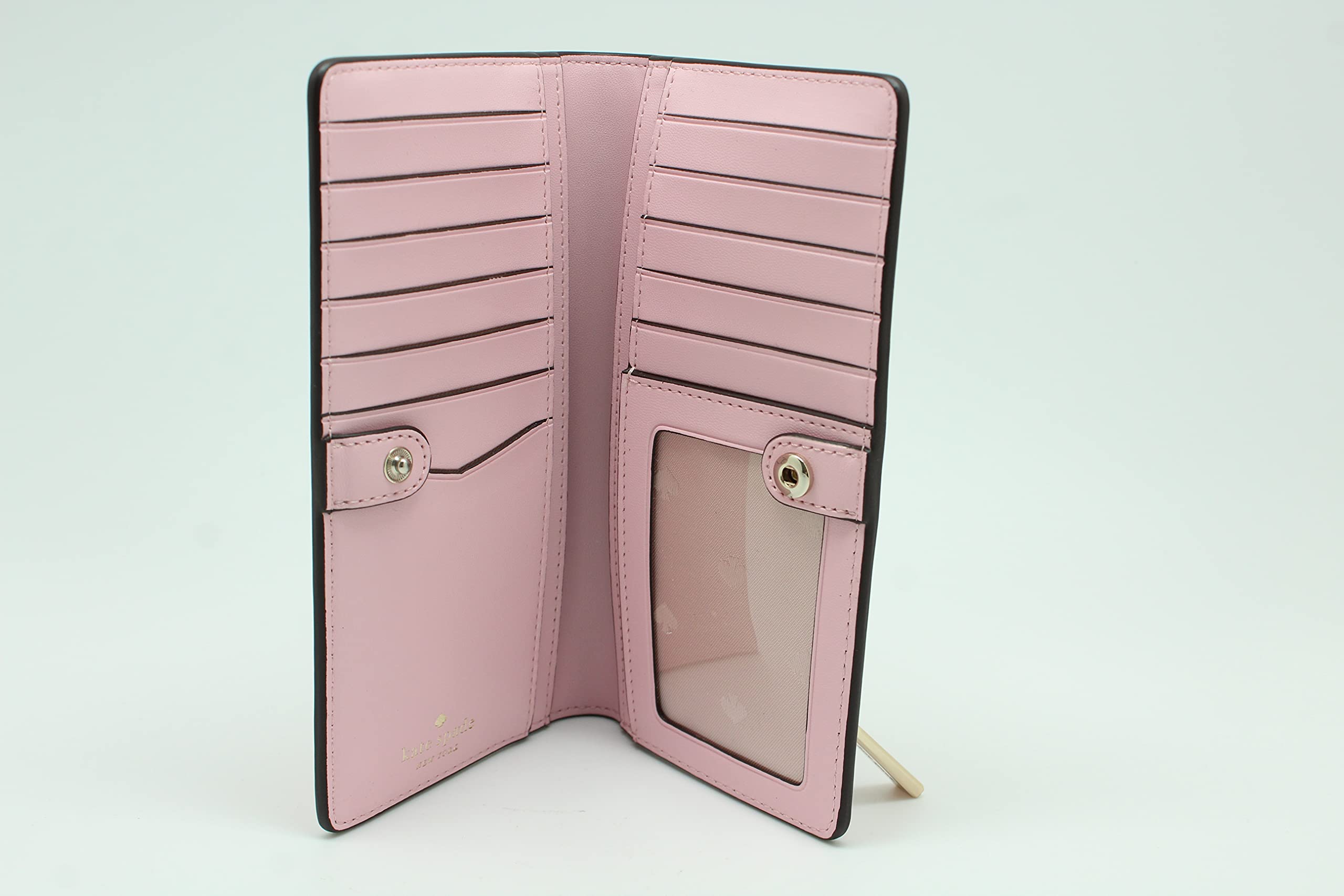 Kate Spade New York Staci Saffiano Leather Large Slim Bifold Wallet Light Crepe