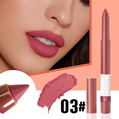 BINGBRUSH 3 Colors Crayon Matte Longwear Lipstick Pack Set,Moisture Smooth Lipliner With Built-in Sharpener Ultimate for Makeup- Nourishing Lipgloss
