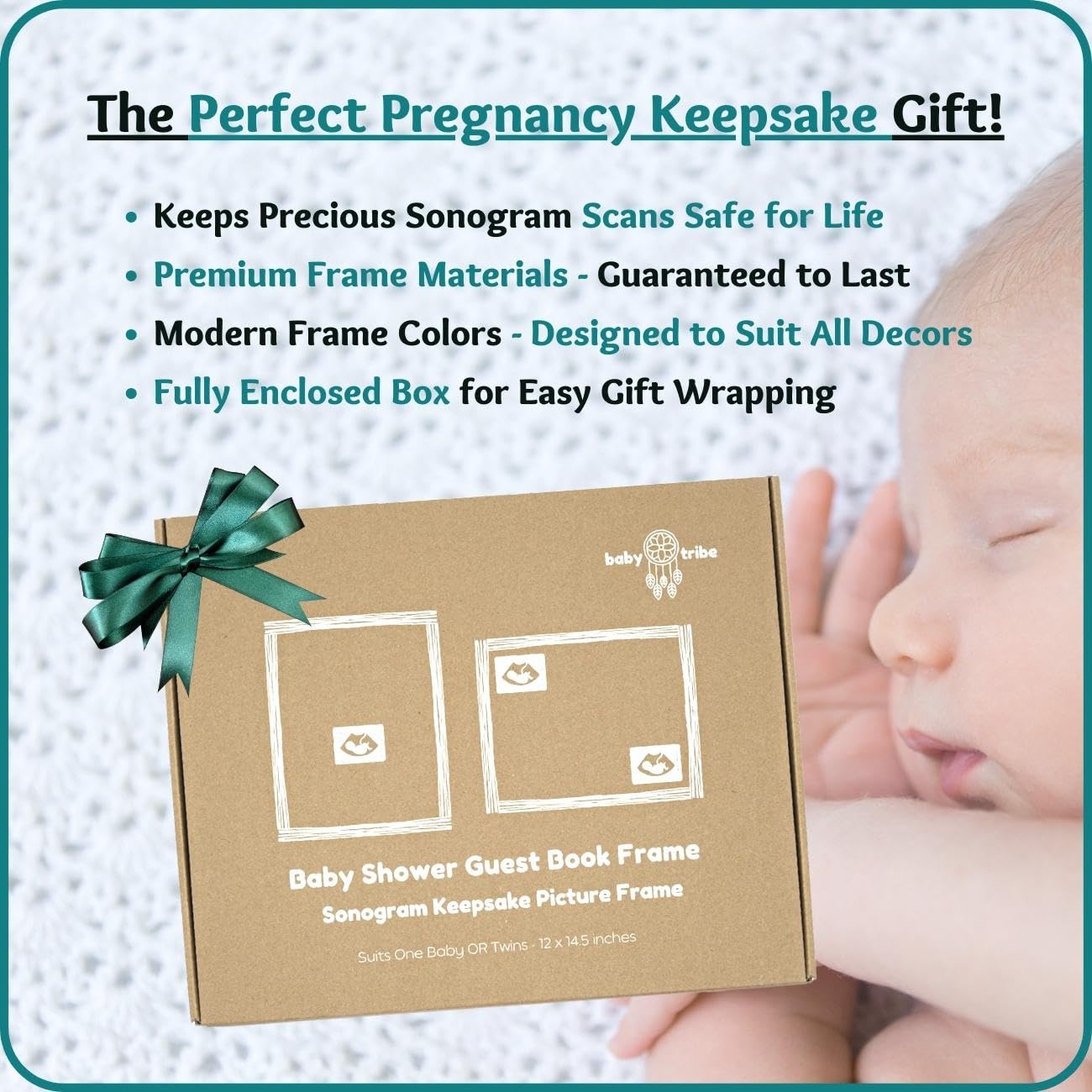 Baby Shower Guest Book Frame (With 2 Mats For Single Baby OR Twins) Large Sonogram Picture Frame To Sign – Unique Guest Book Alternative For Girls & Boys (CLASSIC WHITE)