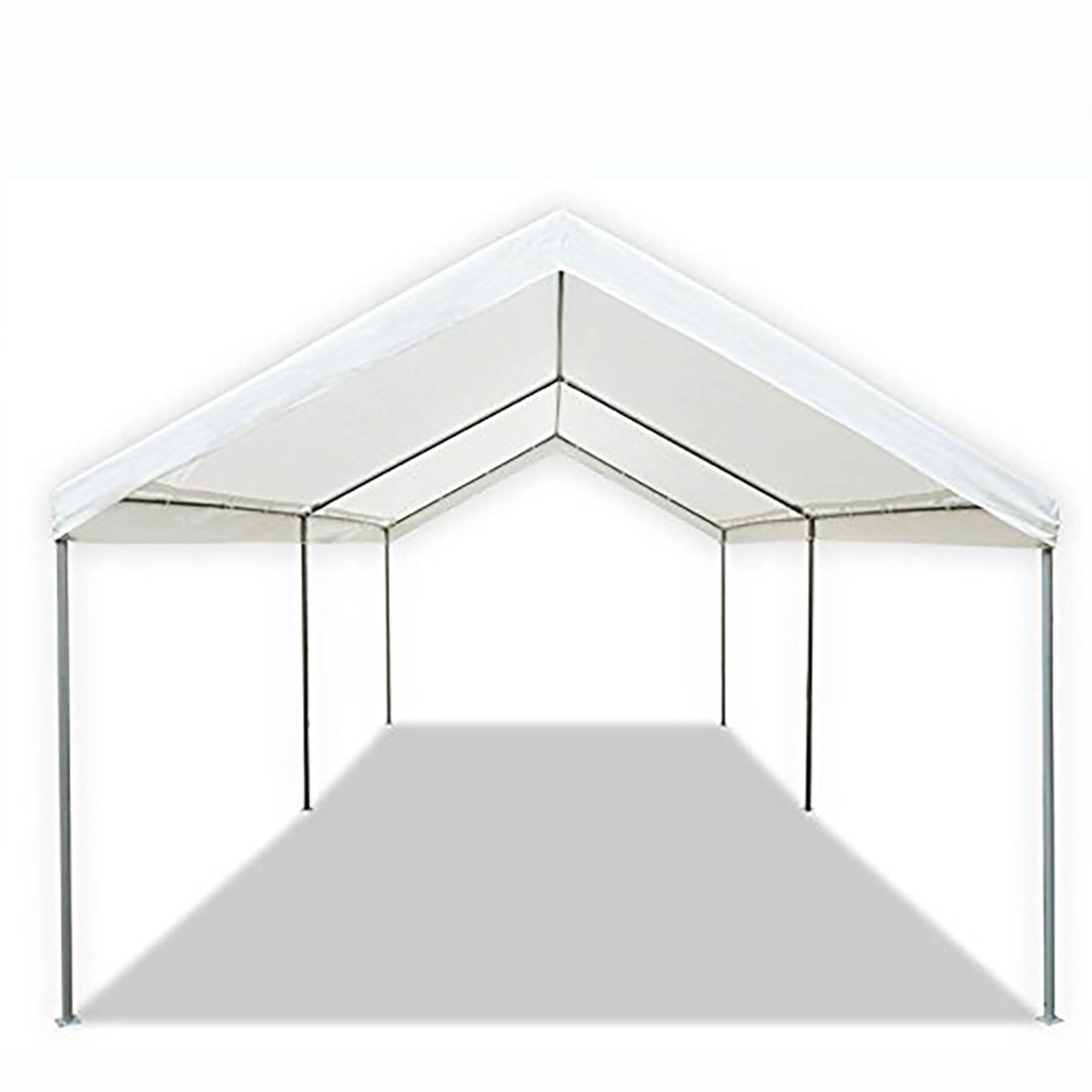 Caravan Canopy Powder Coated Heavy Duty Steel Frame Pop Up Carport with 6 Steel Stakes for Outdoor Activities and Events, White