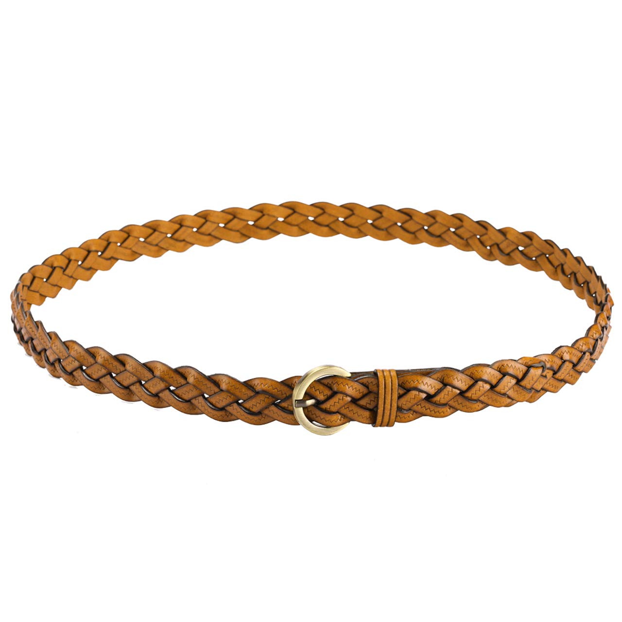 Ayliss Women Braided Belt PU Leather Waist Belt for Jeans (Khaki)