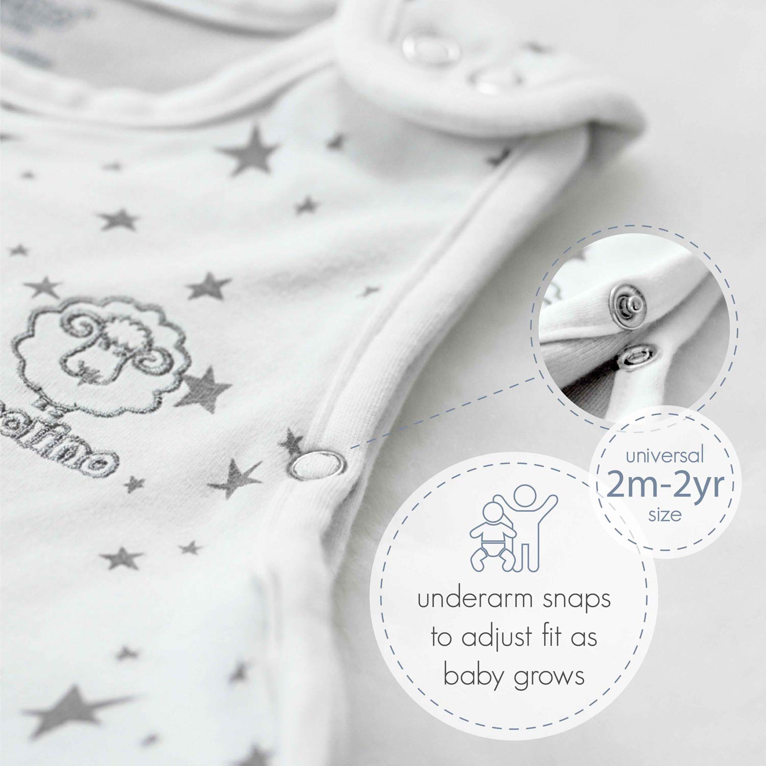 Woolino Toddler Sleeping Sack, 4 Season, Merino Wool and Organic Cotton, Baby Sleep Bag, 2-4 Years, Stars