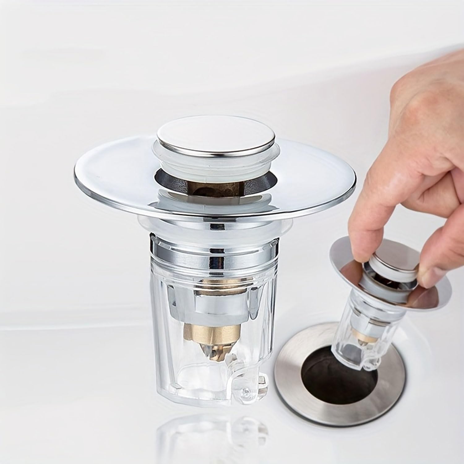 Basin Pop-Up Drain Filter,Small Caliber Washbasin Face Pool Water Leak Plug, Washbasin Sewer Tube Anti-Odor Bouncing Core,Sink Bathtub Drain Filter,Bathroom Sink Stopper (1)