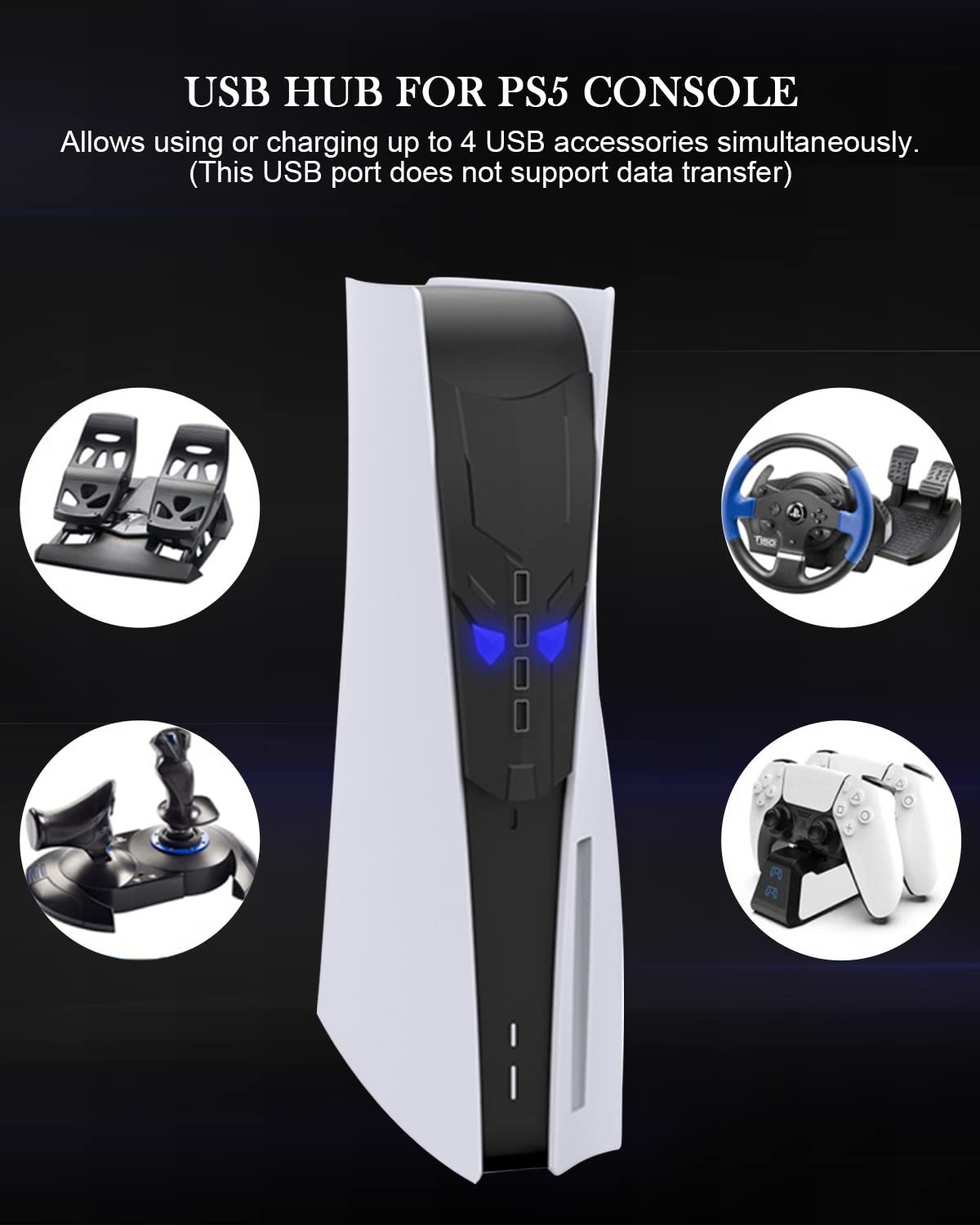arVin Extender USB HUB for PS5, High-Speed 4 Port USB 2.0 Splitter Expansion Adapter USB Extender Charger for Playstation 5/4/3/Xbox Series X/S/Xbox One/360/Nintendo Switch Game Console & Controller