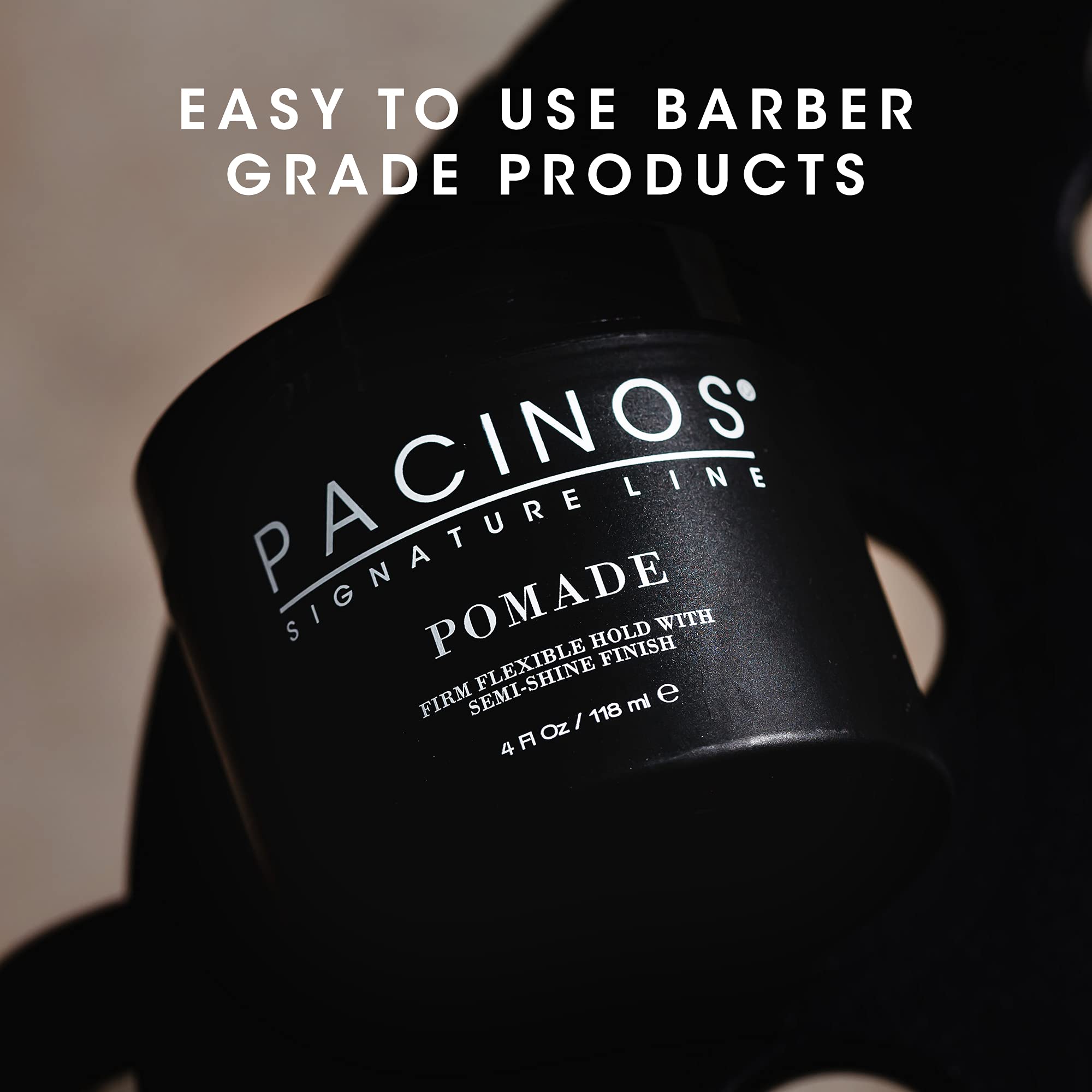 Pacinos Pomade - Flexible Hold, Frizz Control - High Shine Pomade for All Hair Types - 4oz