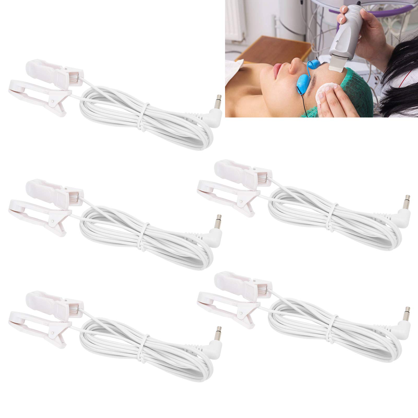 AYNEFY 5pcs / Bag 3.5mm Ear Clip Electrode Wires Cable for TENS Unit Physiotherapy Machine Suitable for Therapeutic Instruments Cables Replacement Accessories