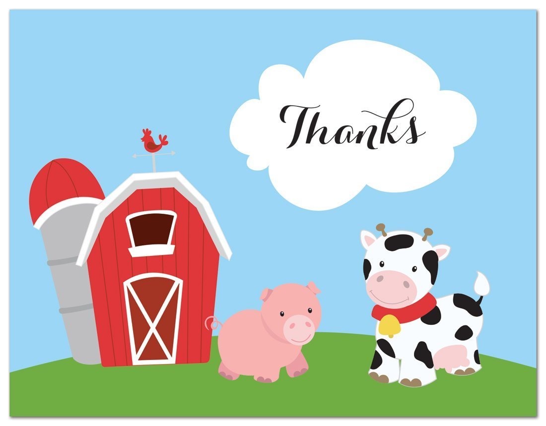 MyExpression.com 50 Cnt Fun Farm Animals Baby Thank You Cards