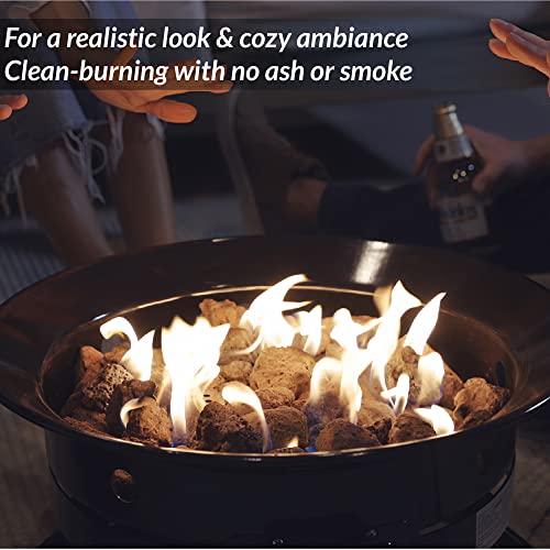 BELLEZE Portable Propane Fire Pit for Camping, 20.5" 52,000 BTU CSA Approved Outdoor Gas Firebowl Natural Lava Rocks and Smokeless Flame, Perfect for Camping, Patio, Backyard, RV, Party