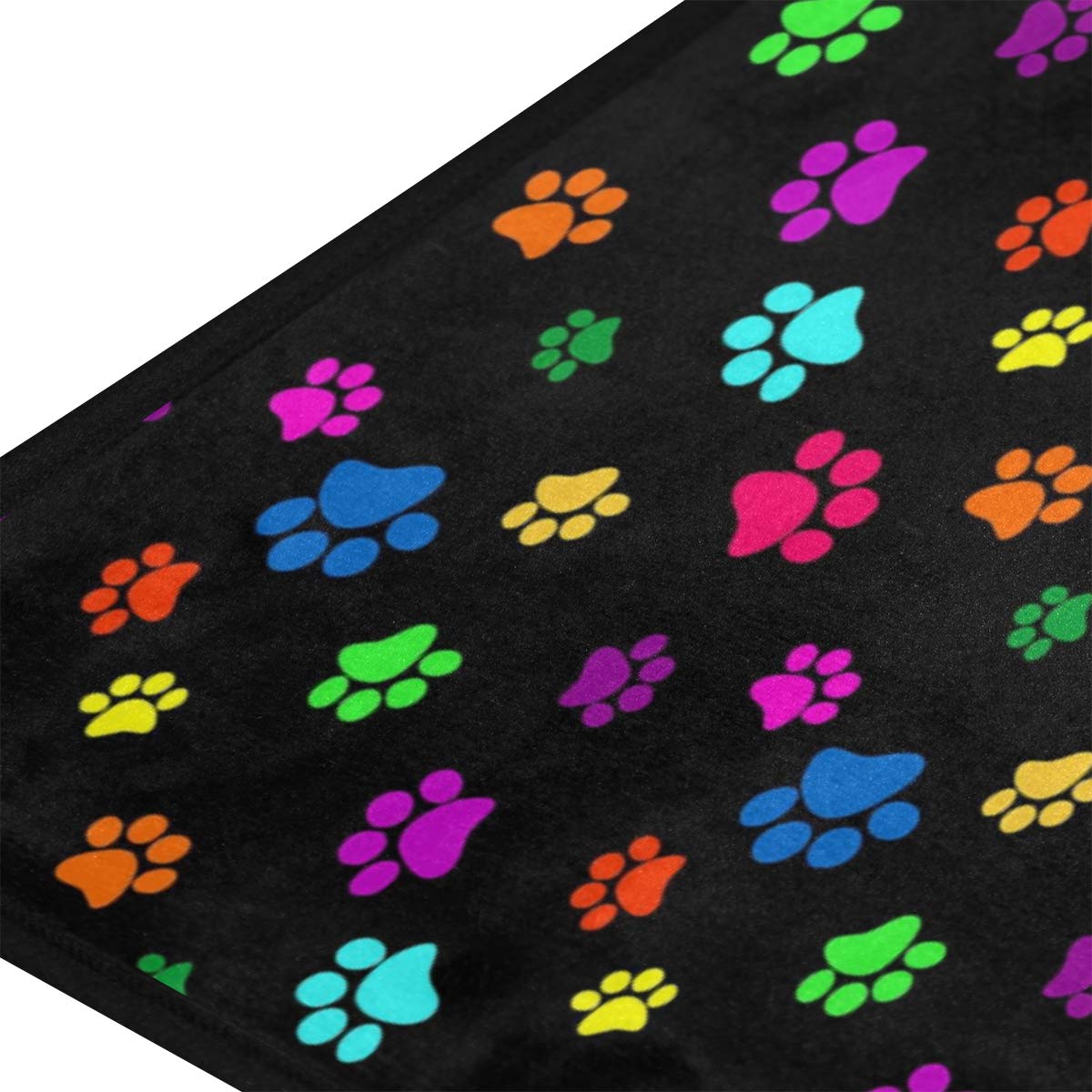 Blueangle Colorful Dog Paw Print Kitchen Rugs Microfiber Cushioned Mats Soft Non-Slip Kitchen Floor Mats Washable Comfort Doormats (20β x 39β)