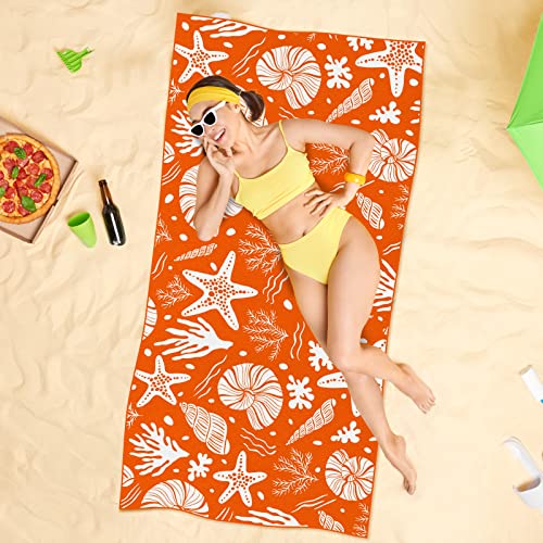 DECOMEN Beach Towel, Microfiber Beach Towels, Oversized Lightweight Quick Dry (73" x 35") Sand Proof, Absorbent, Compact, Beach Blanket, Lightweight Towel for The Swimming, Sports, Beach-Red Sea Snail