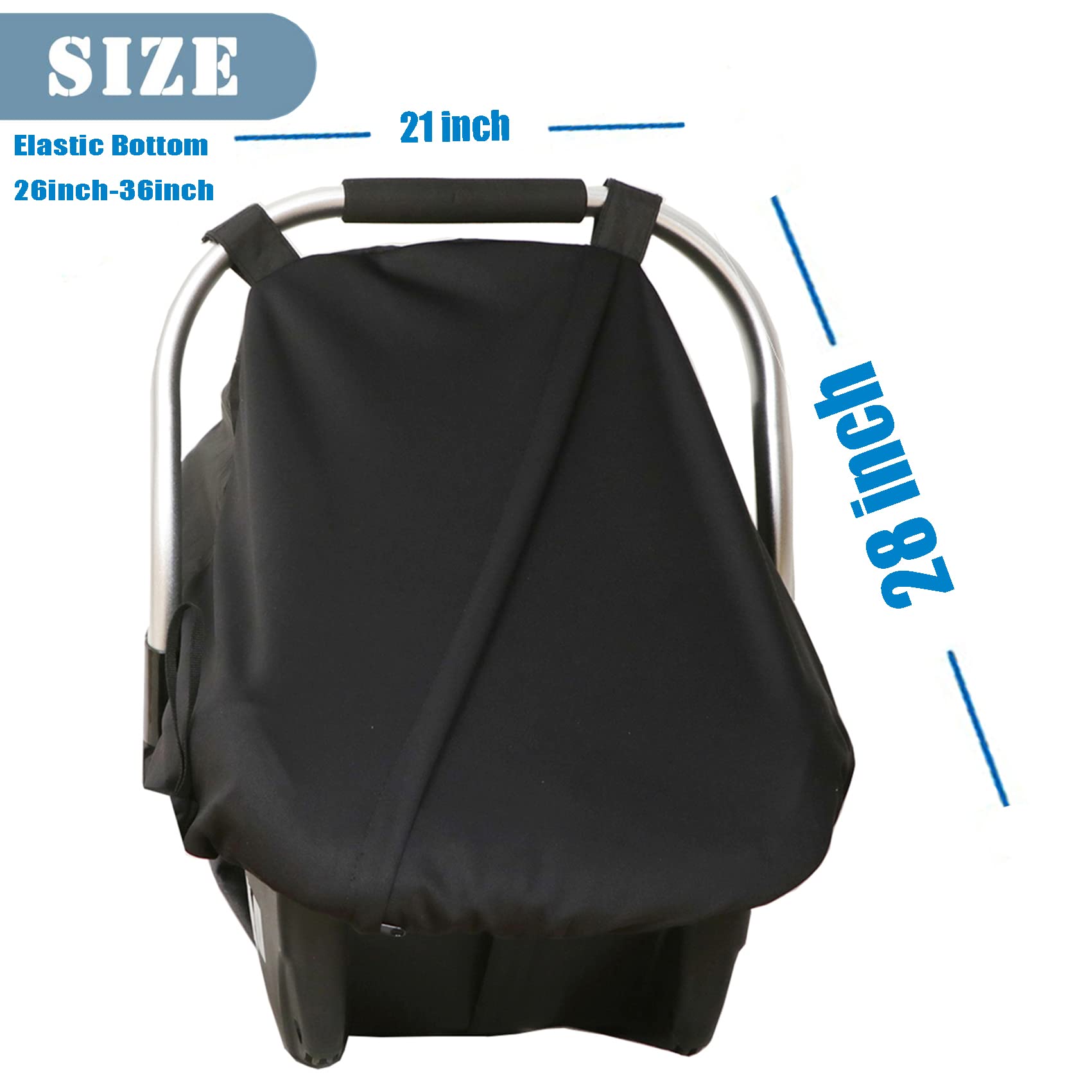 Carseat Cover for Boys Girls, Baby Carseat Canopy with Zipper, Infant Stroller Cover,Black