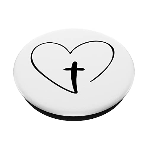 Christian Inspirational Pop Socket - Jesus Cross And Heart PopSockets Swappable PopGrip