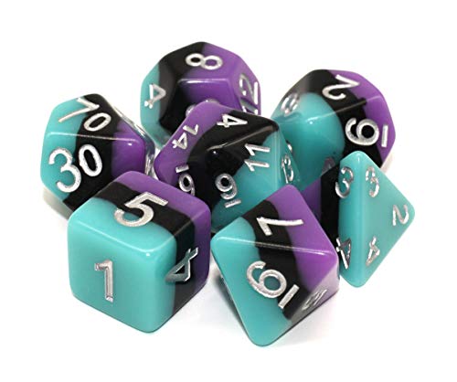 Dice Set Resin DND Dice Fit Dungeons and Dragons D&D RPG Pathfinder Role Playing Games 3 Layers Polyhedral Dice (Purple Black Green)