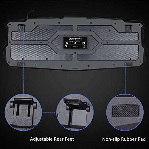 BlueFinger Gaming Keyboard and Mouse,USB Wired Backlit Gaming Mouse and Keyboard Combo,Letters Glow, 3 Color Crack Backlit,Illumination Keyboard and Mouse Set for Game and Work