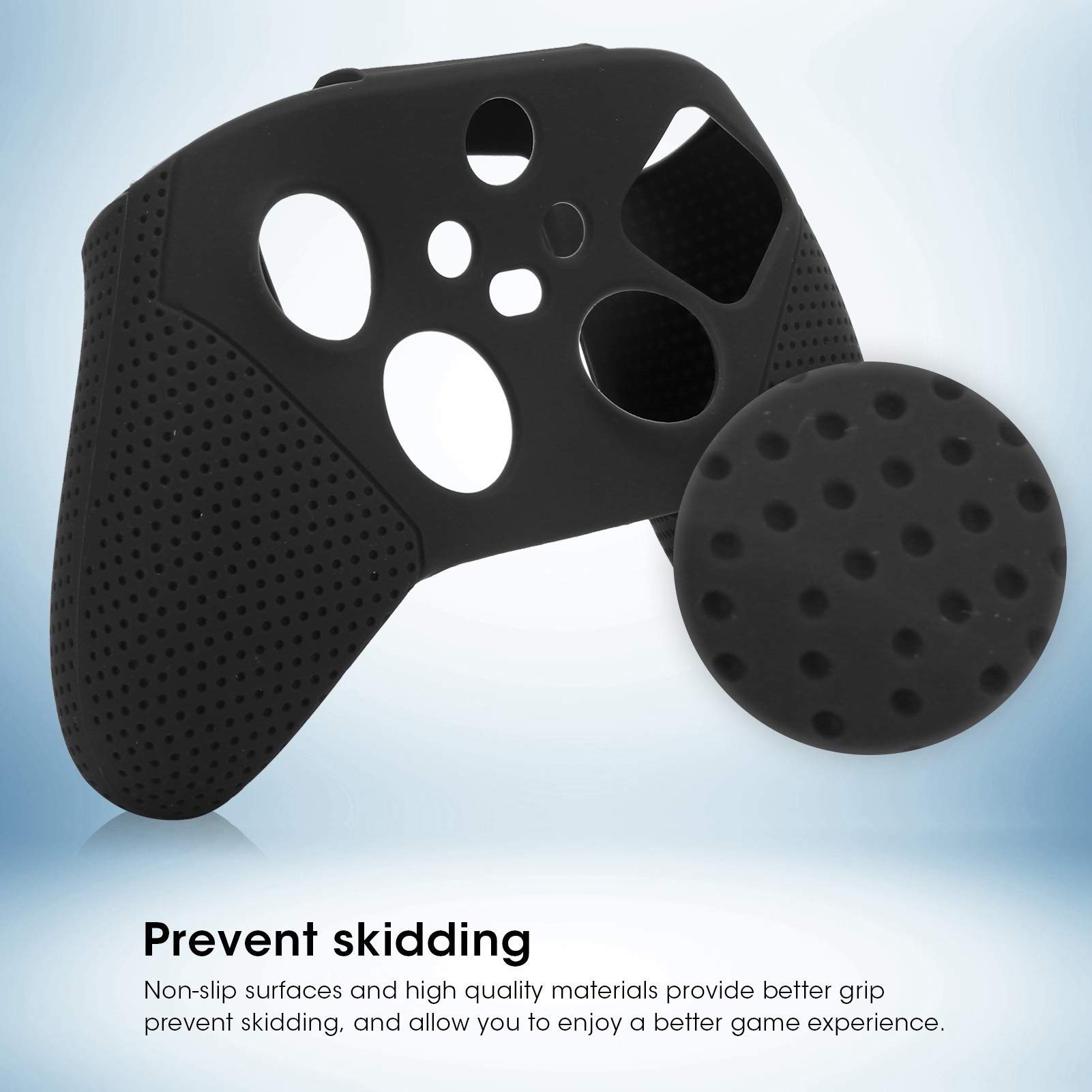 Game Handle Case, Silicone Skin Silicone Protection Case, Prevent Skidding Easy to Install and Remove Travel Home for Xbox Gamers(Black)