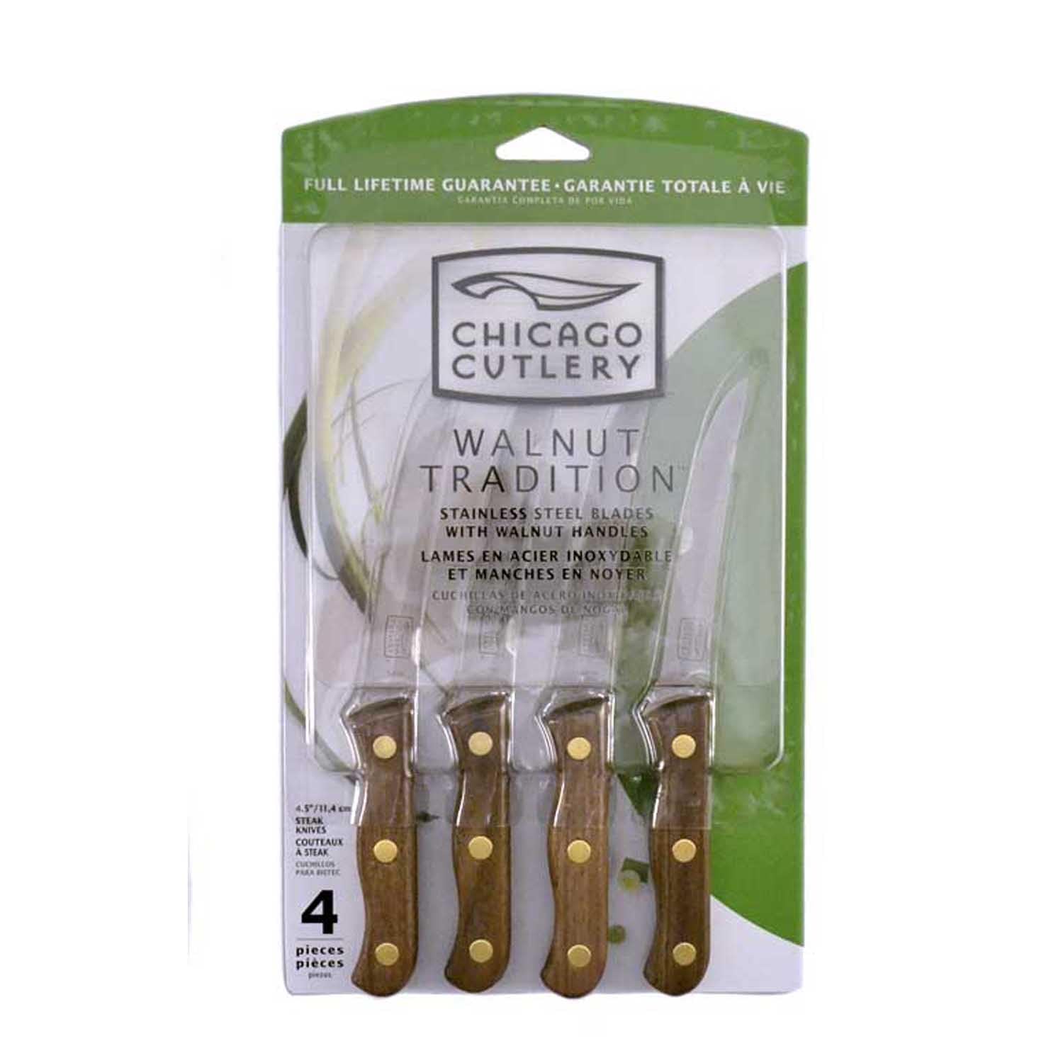Chicago Cutlery B144 Walnut Tradition 4-Piece Walnut Tradition Streak Knife Set (2-Pack)