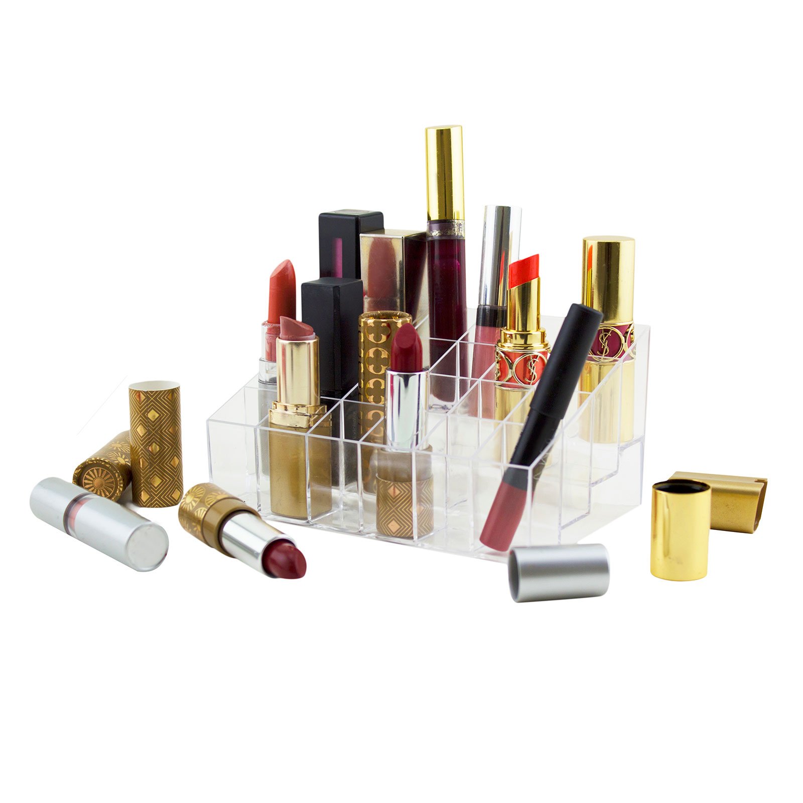 Super Z Outlet Transparent Cosmetic Makeup Organizer for Lipstick, Brushes, Bottles, and More. Clear Case Display Rack Holder