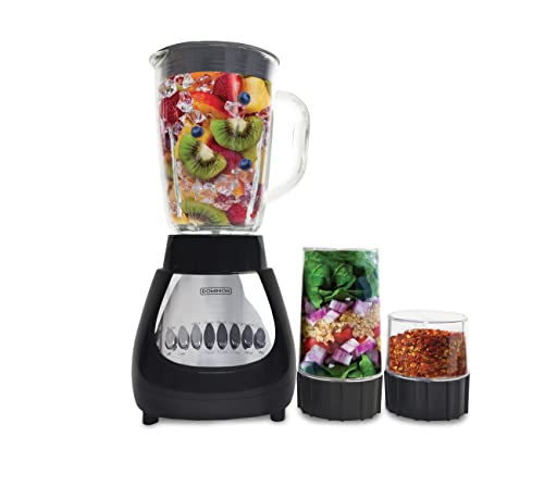 Dominion BlendMax Powerful Countertop Blender for Smoothies and Shakes, Food Chopper for Salsa and Vegetables , Grinder for Nuts and Herbs, 10 Speeds with Pulse, Sharp Multi-Level Stainless Steel Blade, Black