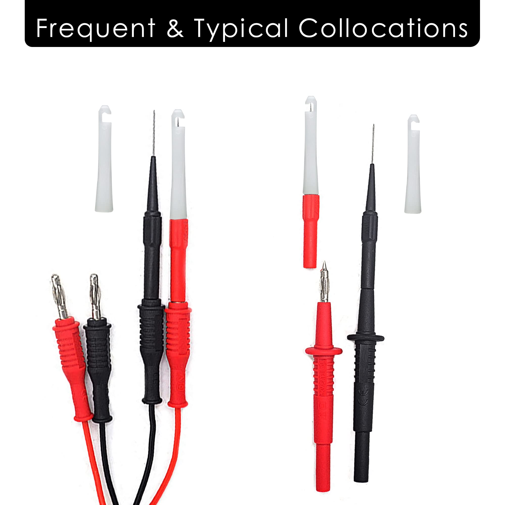 BOCEUC Piercing Clip Test Probe, 0.7mm Test Probe Pins, Non-Destructive Insulation Wire Piercing Needle, Piercing Probes Set for Banana Socket Plug Car Tester (4 Pcs)