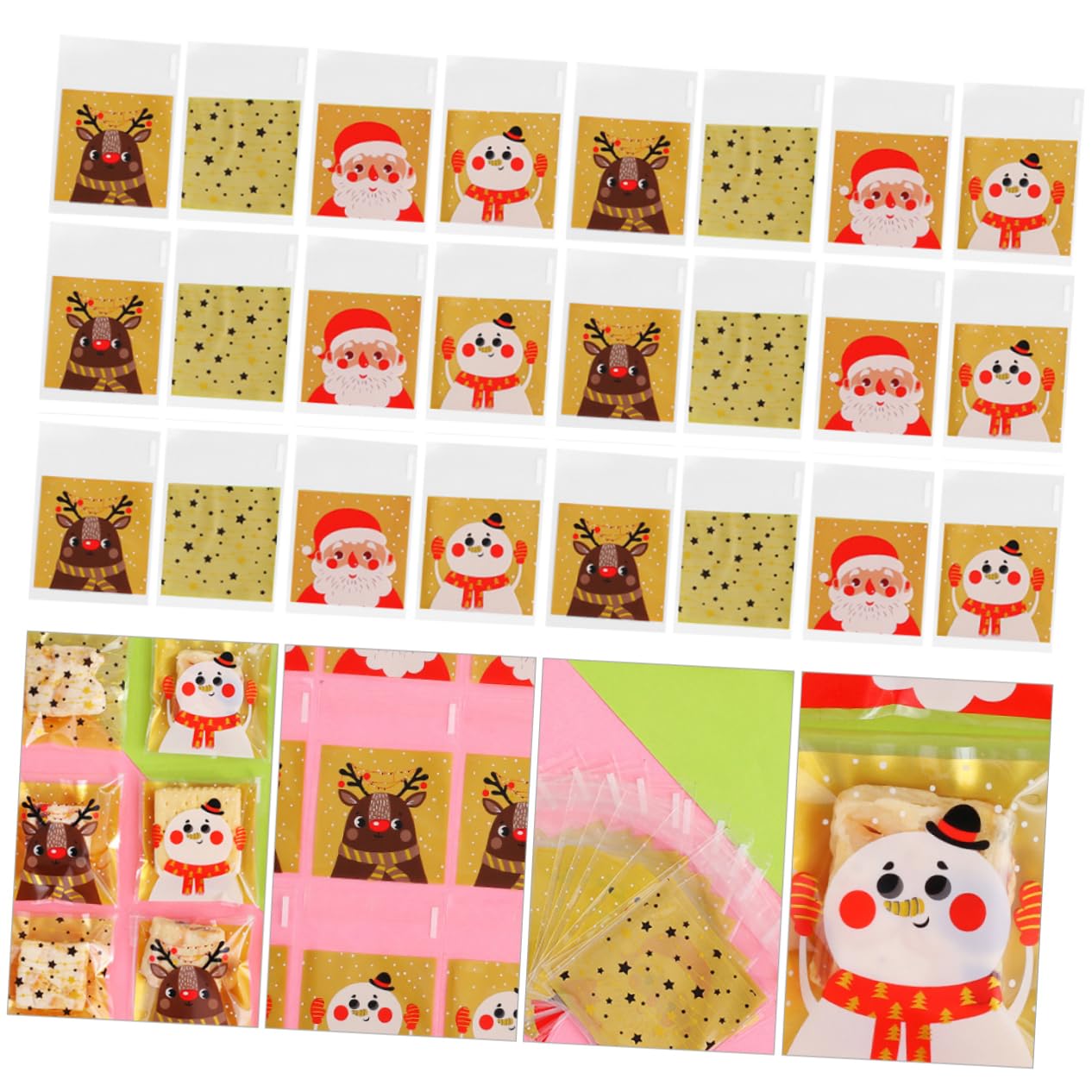 Cabilock 400pcs Baking Plastic Self-adhesive Bag Self Adhesive Biscuit Bag Christmas Treat Bags Cookie Gift Bags Plastic Packaging Bags Bake Bag Candy Bag Cookie Bag Elder or Baking Bag Red