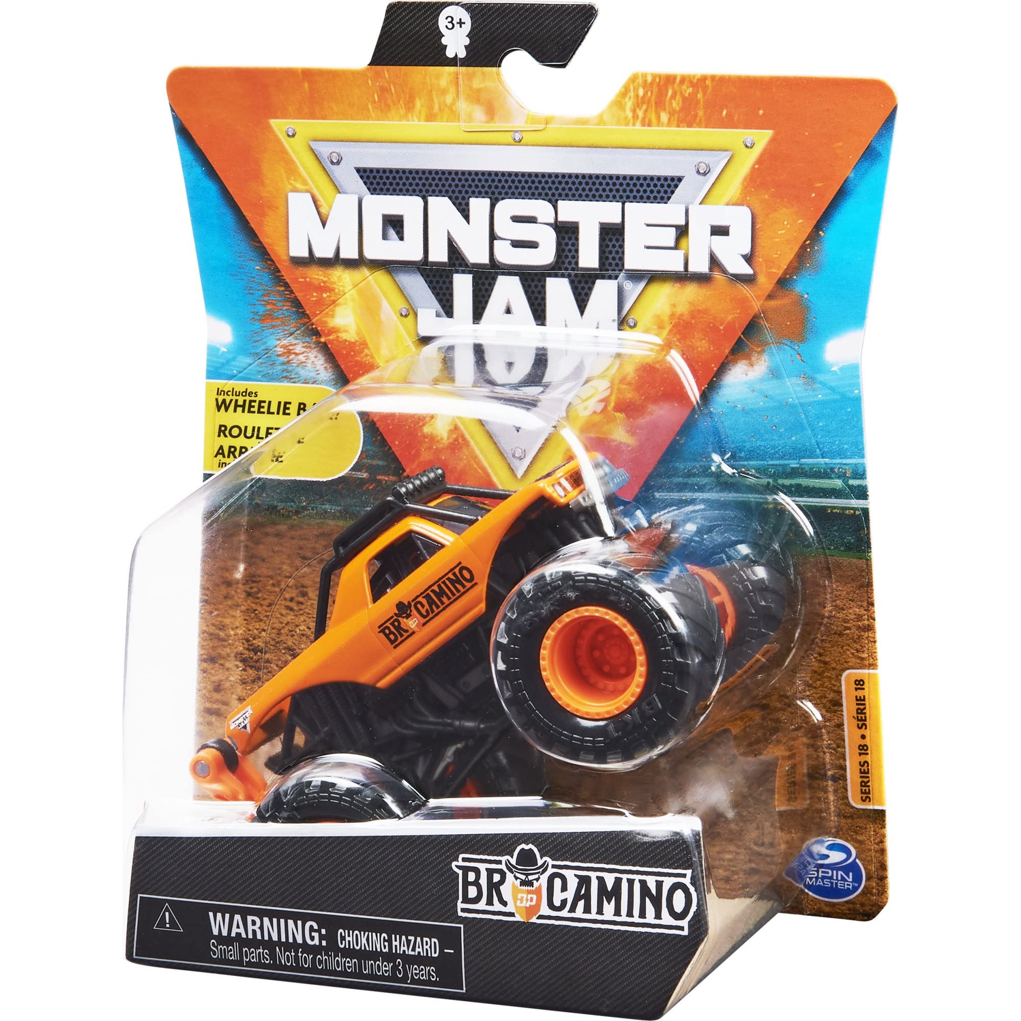 Monster Jam 2021 Spin Master 1:64 Diecast Monster Truck with Wheelie Bar: Arena Favorites Brocamino