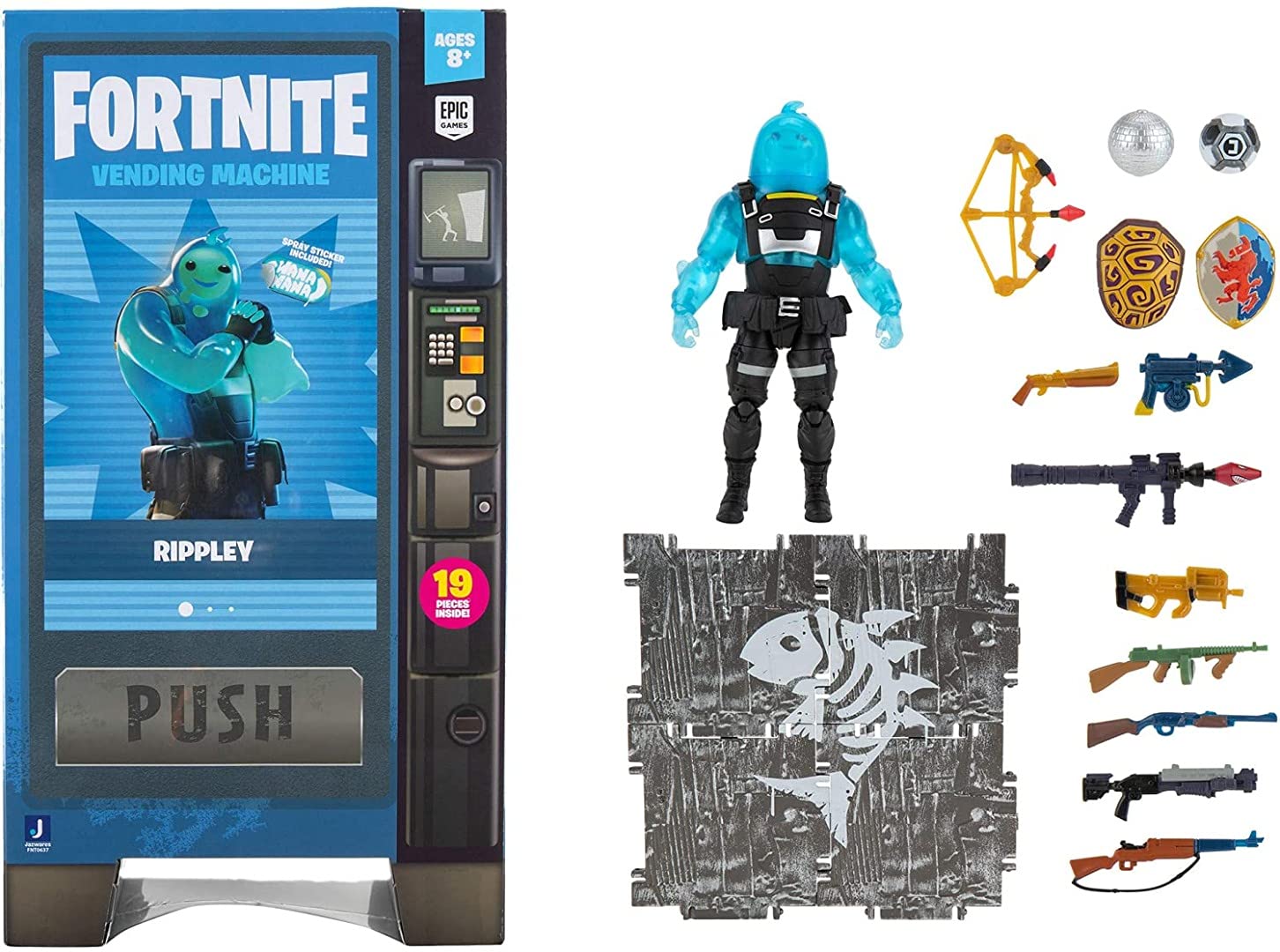 FORTNITE Vending Machine, Includes Highly-Detailed and Articulated 4-inch Rippley Figure, Weapons, Back Bling, Building Materials. More Outfits Dropping Soon