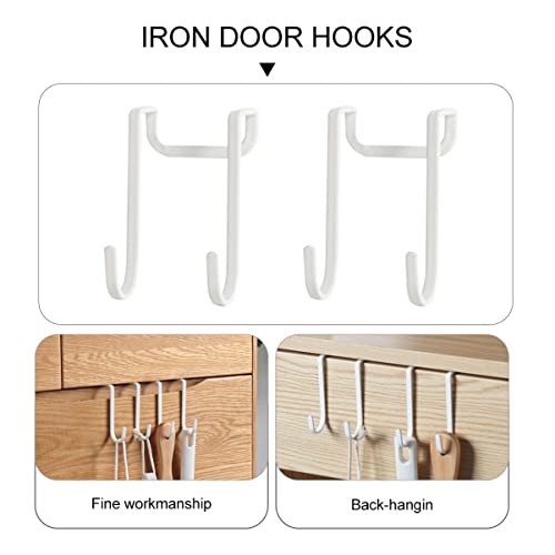 Cabilock Towel Hooks 2pcs Board Robe Punch Clothes Bag Traceless Hanger Storage Hook Japanese Useful Hooks Iron Over Towels Cupboard Towel Free Clo for Organizer Ironing Sturdy White Door Towel Hook
