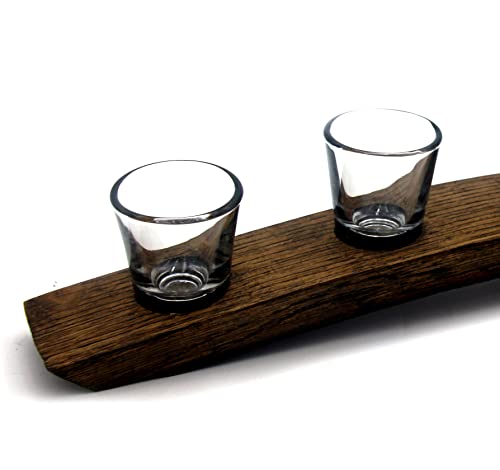 Barrel-Art Barrel Stave 5 Shot or Tasting Flight, 1.5 Oz Glasses Included, Dark Walnut