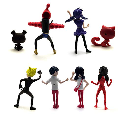Cartoon-Inspired Ladybug and Cat Noir (Set of 8 pcs), Action Figures, Toys