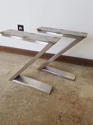 Brushed Stainless Table Legs, Z-Shaped - Any Size