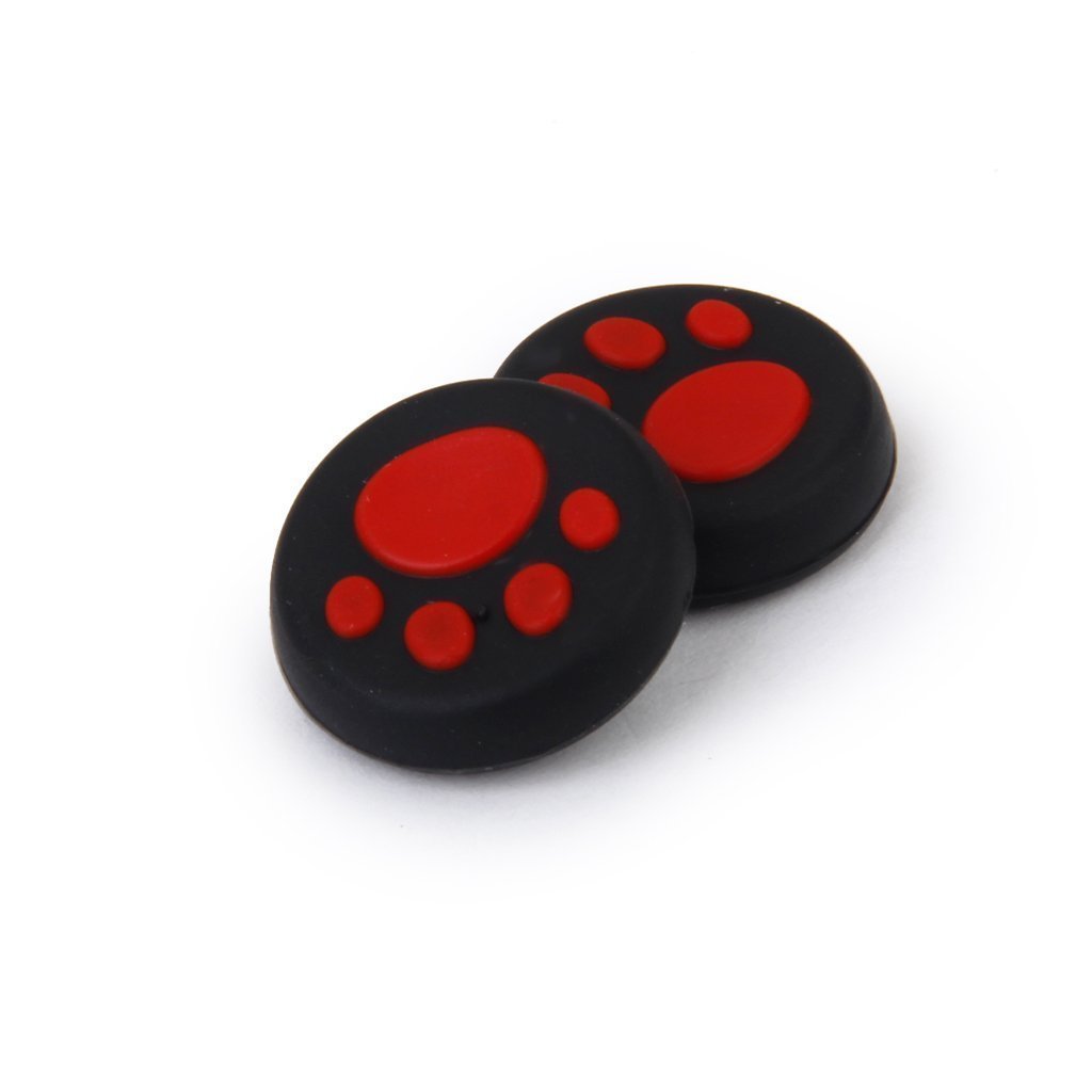 Analog Silicone Thumb Stick Grips Cap Joystick ThumbSticks Caps Cover for PS4 PS3 Xbox One Xbox 360 PS2 Game Controllers (4 x Red Cat Dog Paw)