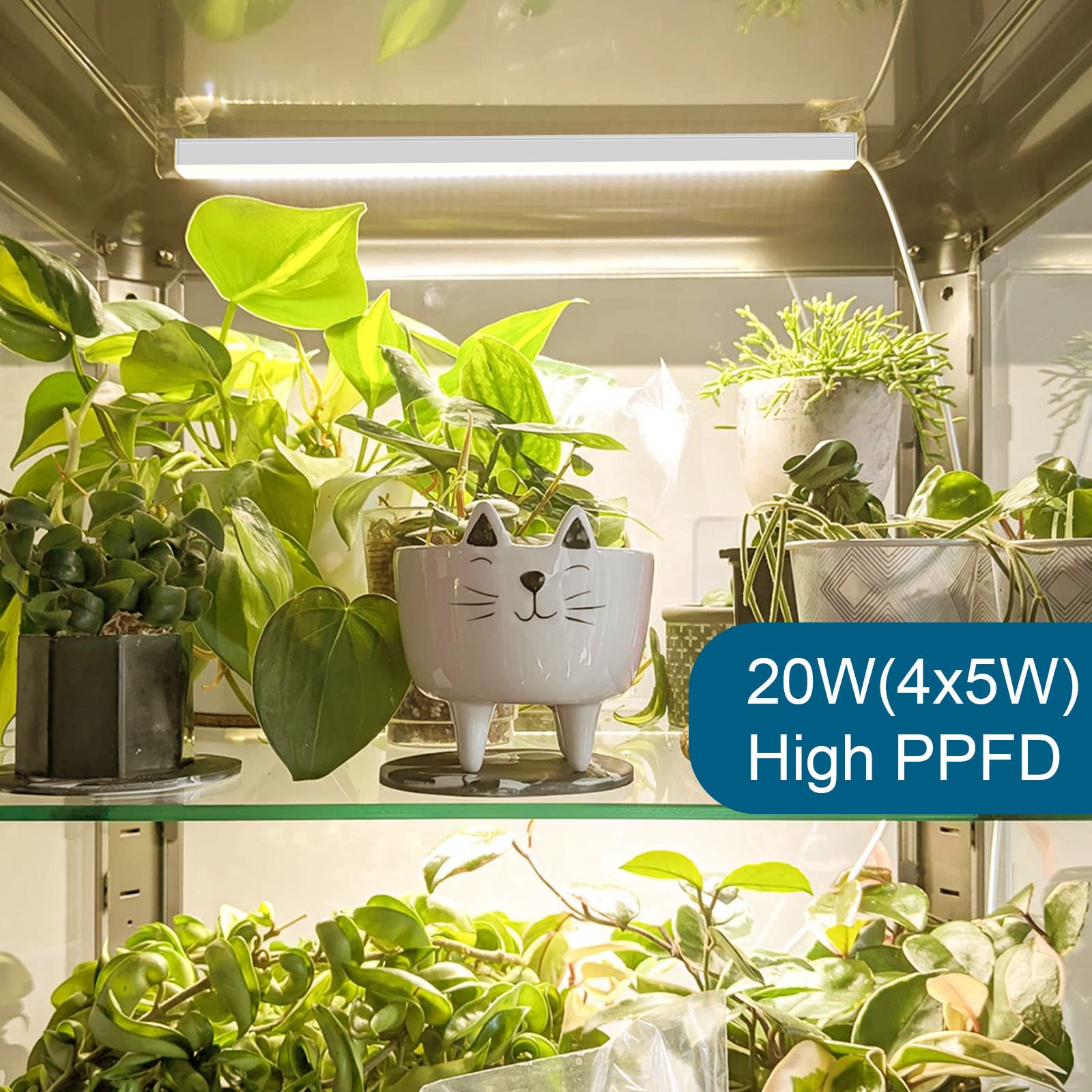 Barrina Grow Lights for Indoor Plants, Full Spectrum Sunlight, 1ft Plant Growing Lamp, LED Grow Light Bulbs, T5 Grow Light Strip, Plug and Play, Yellow, 4-Pack