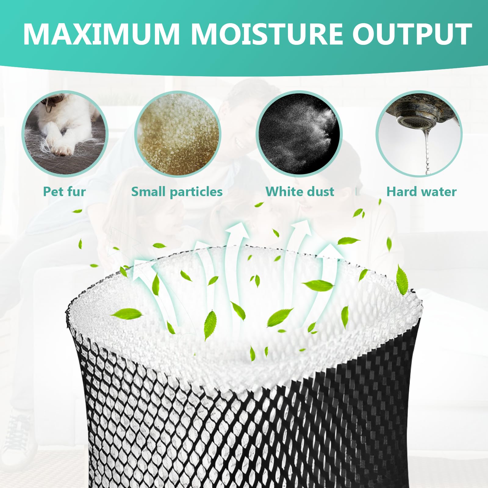 getalong HWF64 Humidifier Filter Compatible for Sunbeam SCM1746, Fits Holmes HWF64, HM1730, HM1745, HM1746, HM1750, HM2200 - Filter B (4 Pack)