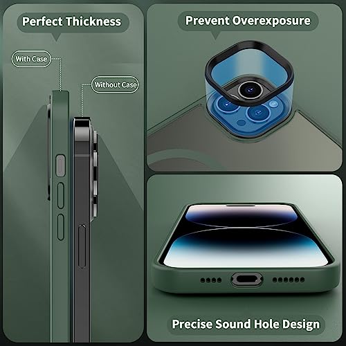 CACOE Magnetic Case for iPhone 14 Pro 6.1 inch-Compatible with MagSafe & Magnetic Car Phone Mount,Anti-Fingerprint TPU Thin Phone Cases Cover Protective Shockproof (Dark Green)