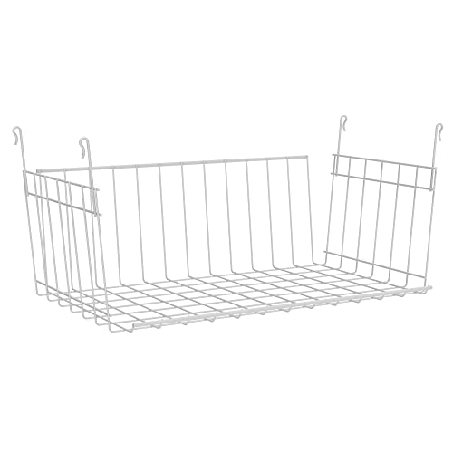 ClosetMaid 8279 24-Inch Wide Laundry Utility Hanger Shelf , White & Wire Hanging Shelf Basket for Storage, Organization in Closet or Pantry, No Assembly or Installation, Durable, White