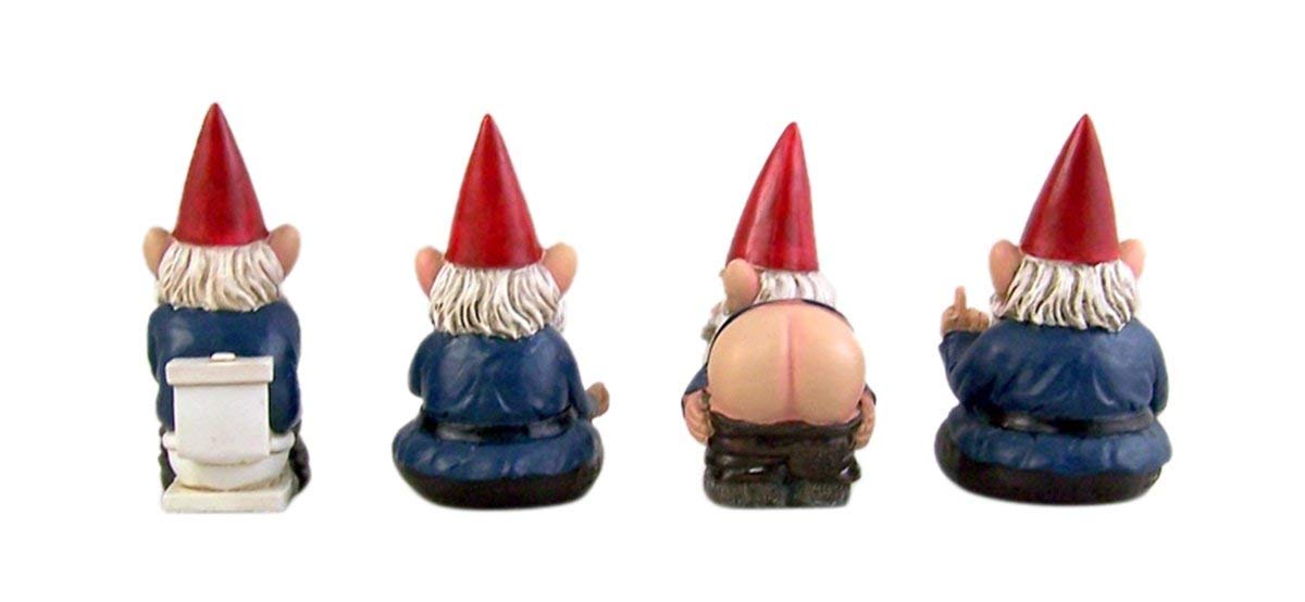 Four Naughty Gnomes Set of 4 Home Decor Statues 4 Inch