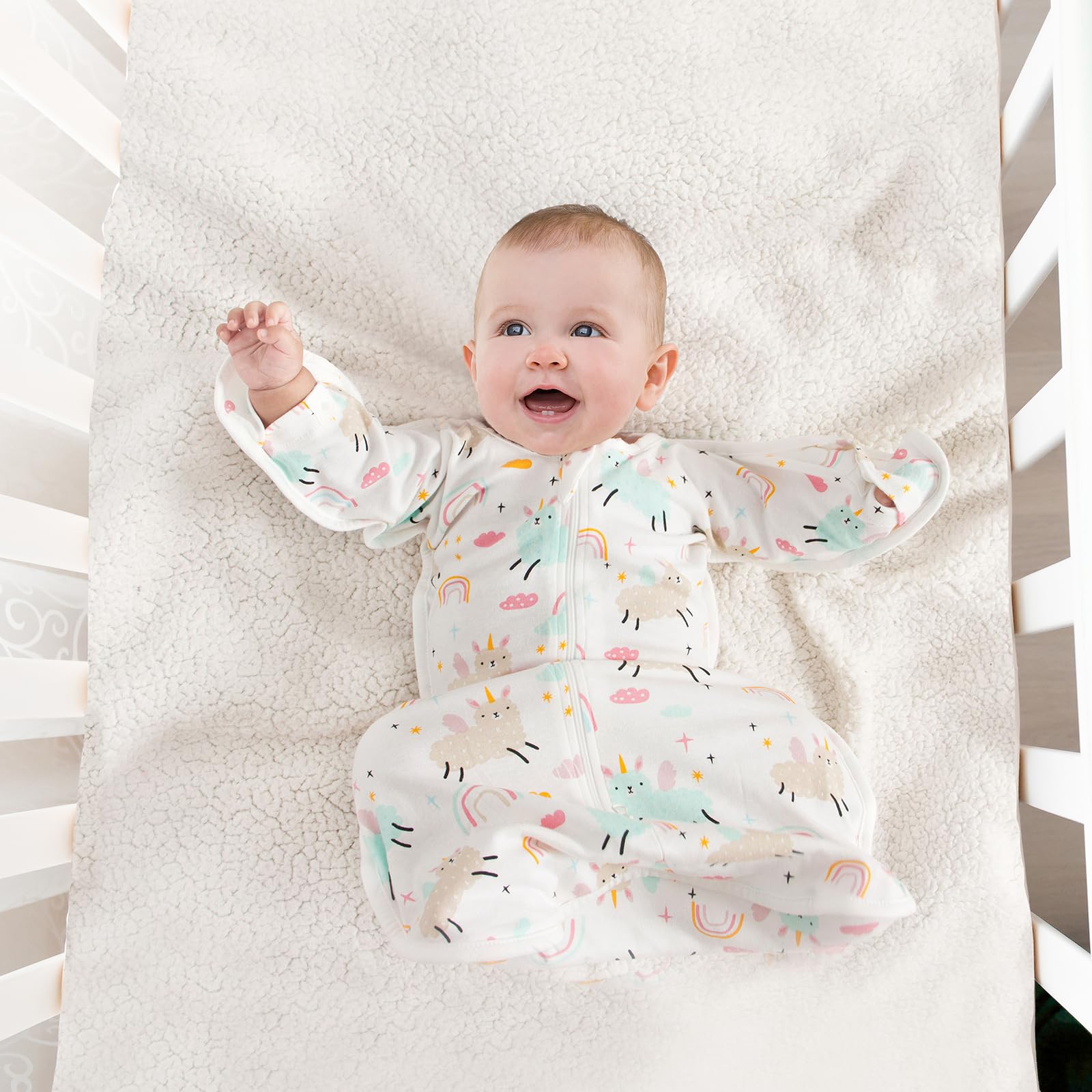 Baby Transitional Swaddle Blanket with Arms Up Half-Length Sleeves and Mitten Cuffs, Newborn Swaddles Sack 0-6 Months, Small-Medium Easy Change Infant Wrap, Infant Swaddling Sack