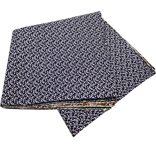 CJINZHI Fat Quarters Fabric Bundles, 14pcs 19.69x19.69inches(50x50cm) Cotton Fabric Quilting Squares lot Precut Patchwork Quarter Sheets for Sewing Patterns Bundle, Black Brown Floral