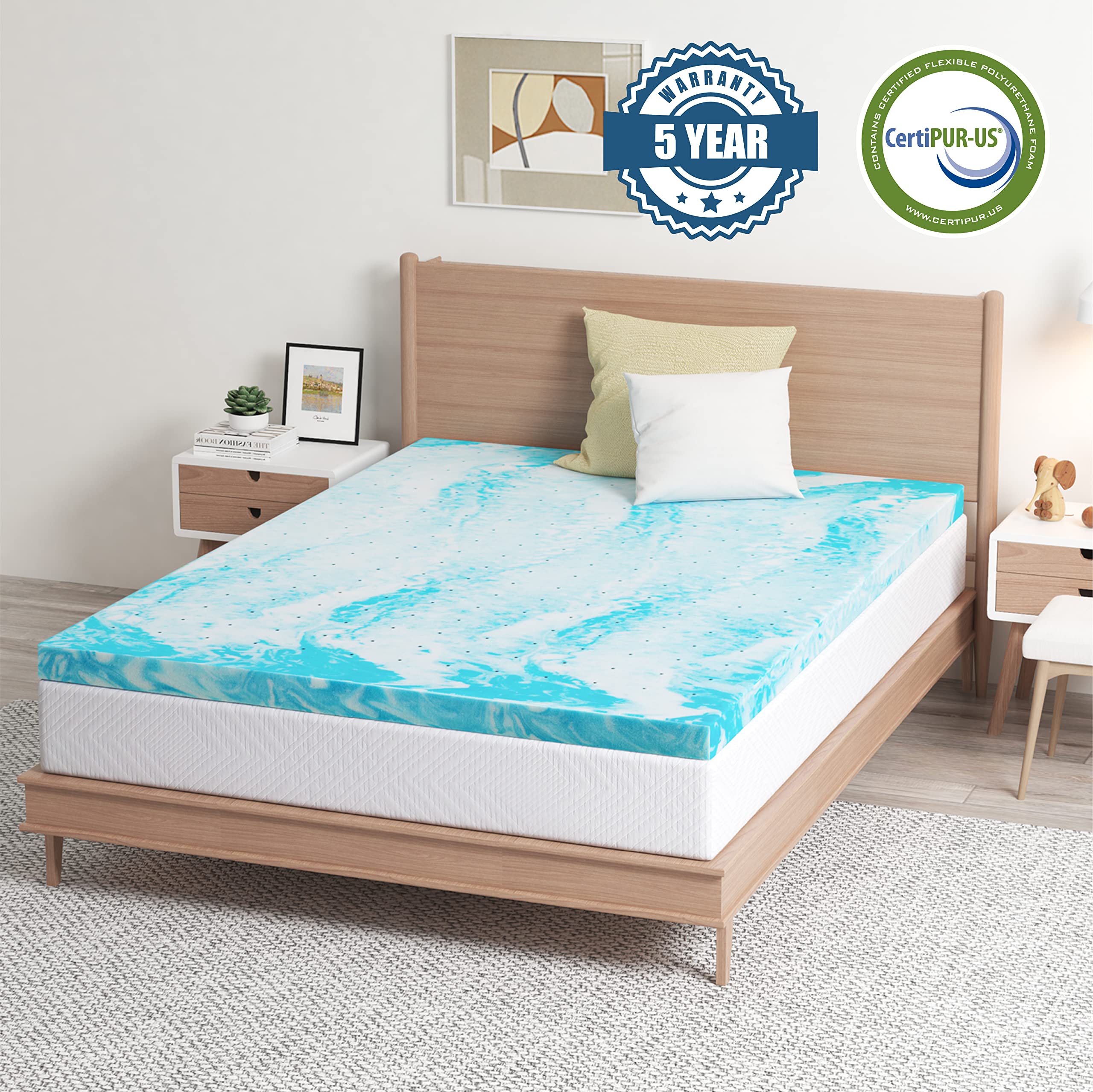 EGO Topper 3 Inch Twin Memory Foam Mattress Topper, Gel Foam Mattress Topper for Pressure Relief, Ventilated Design Bed Topper in a Box, CertiPUR-US Certified, 38"×75", Medium