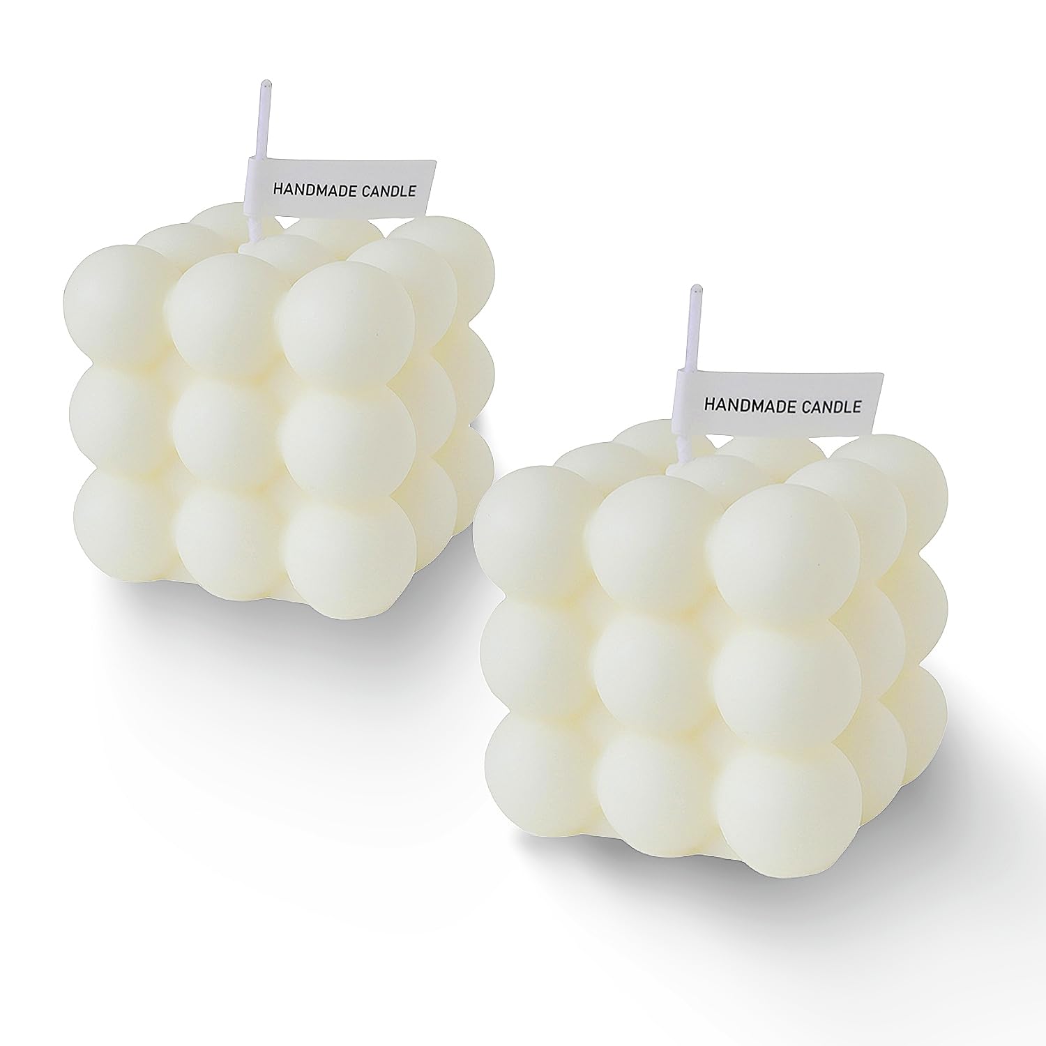 Scented Candles, 2Pcs Handmade Soy Wax Bubble Cube Candles, Ideal for Wedding, Proposal Ceremony and Home Decor, Halloween Birthday Christmas Gift (White)
