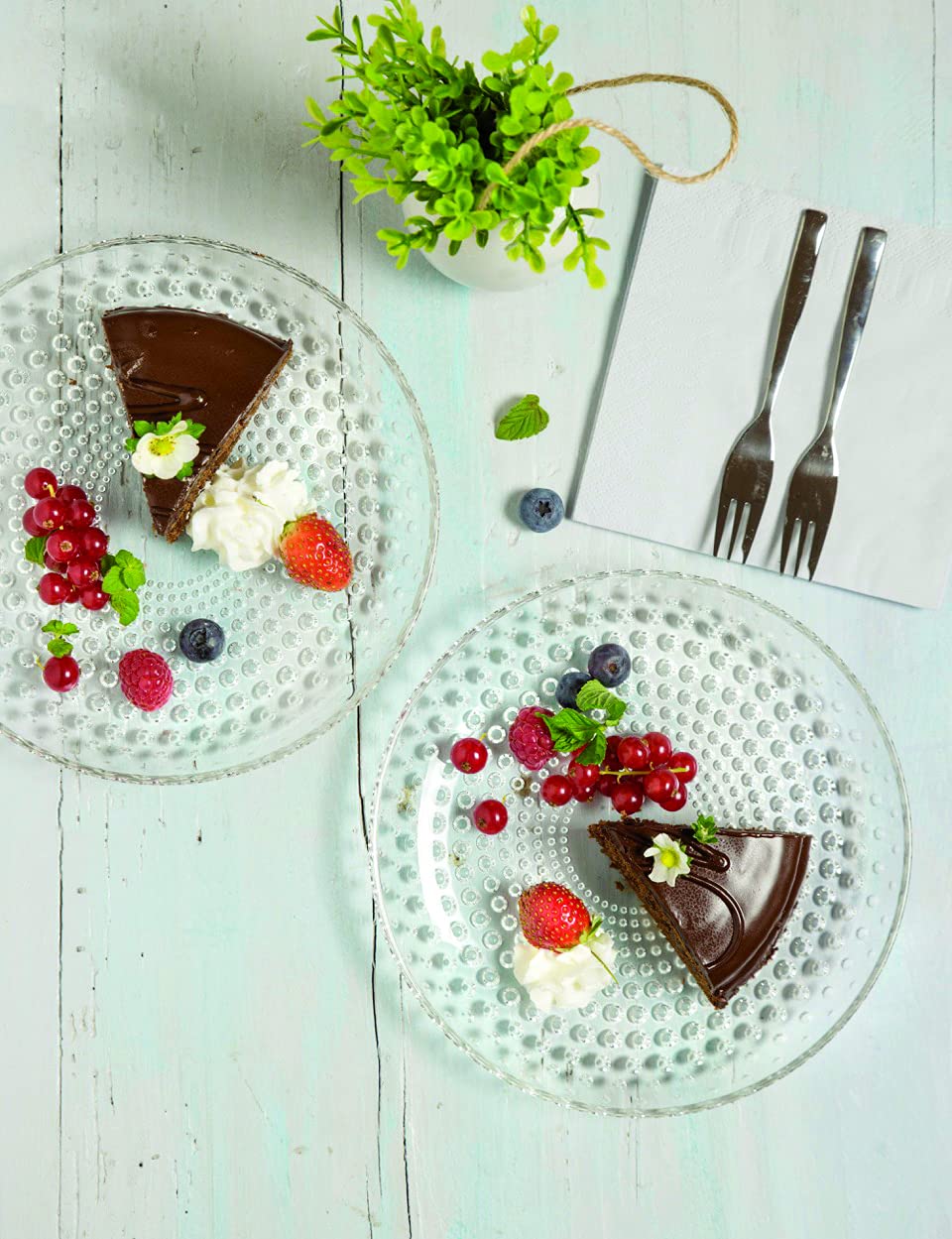 Barski Glass Bowl - For Dessert - Salad - Pasta - Fruit - Nuts - Chocolate - Set of 4 Bowls - Designed - 6.25" Diameter - Made in Europe